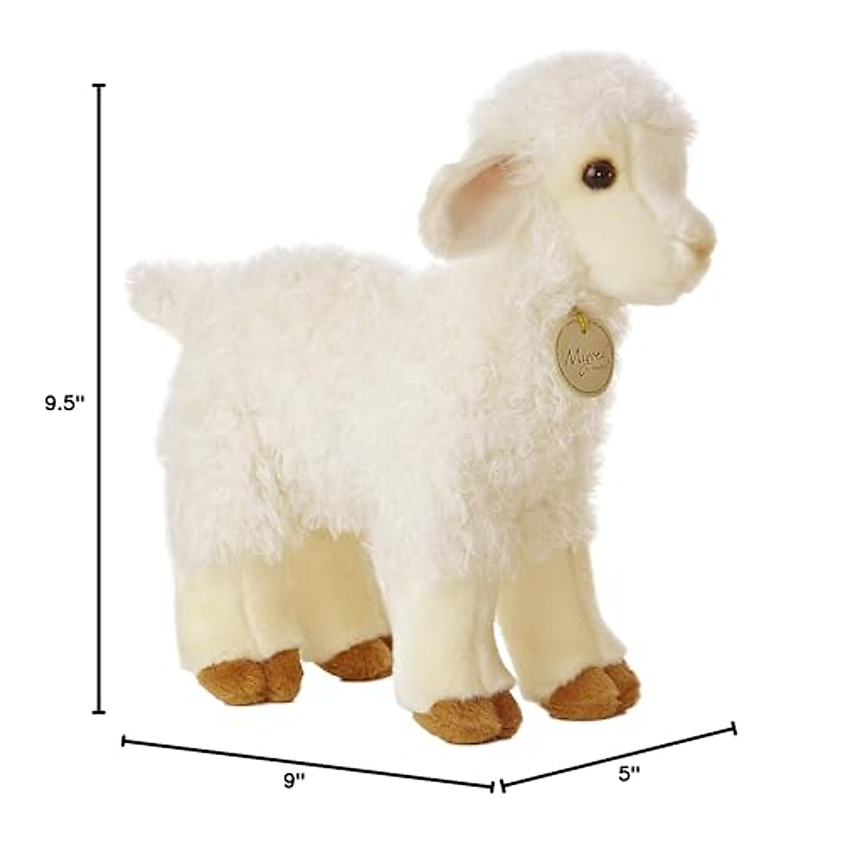 Aurora® Realistic Miyoni® Lovely Lamb Stuffed Animal - Lifelike Detail - Cherished Companionship - White 10 Inches