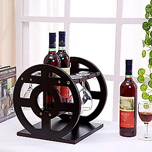 Creative Simplicity Creative Simplicity Wine Rack Creative Simplicity Wine Rack Bottle Rack Bottle Rack Bottle Rack Wooden Redwood Stand Interior Decoration, PIBM, Dark Red