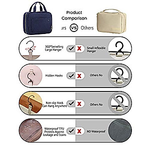 BAGSMART Toiletry Bag Travel Bag with Hanging Hook, Water-resistant Makeup Cosmetic Bag Travel Organizer for Accessories, Shampoo, Full Sized Container, Toiletries, Large-Blue