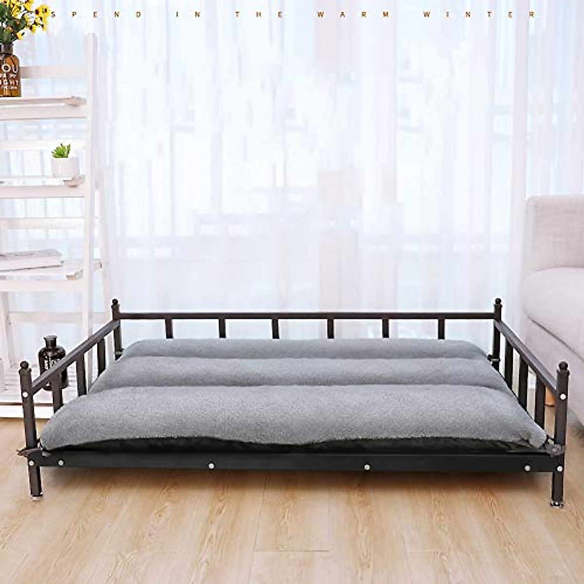 LXLA Deluxe Large Dogs Bed, Metal Elevated Pet Cot with Soft Mat, Adjustable Height Non Slip Foot, for Medium & Large Dogs, Easy Install (Size : L 101×68×30cm)