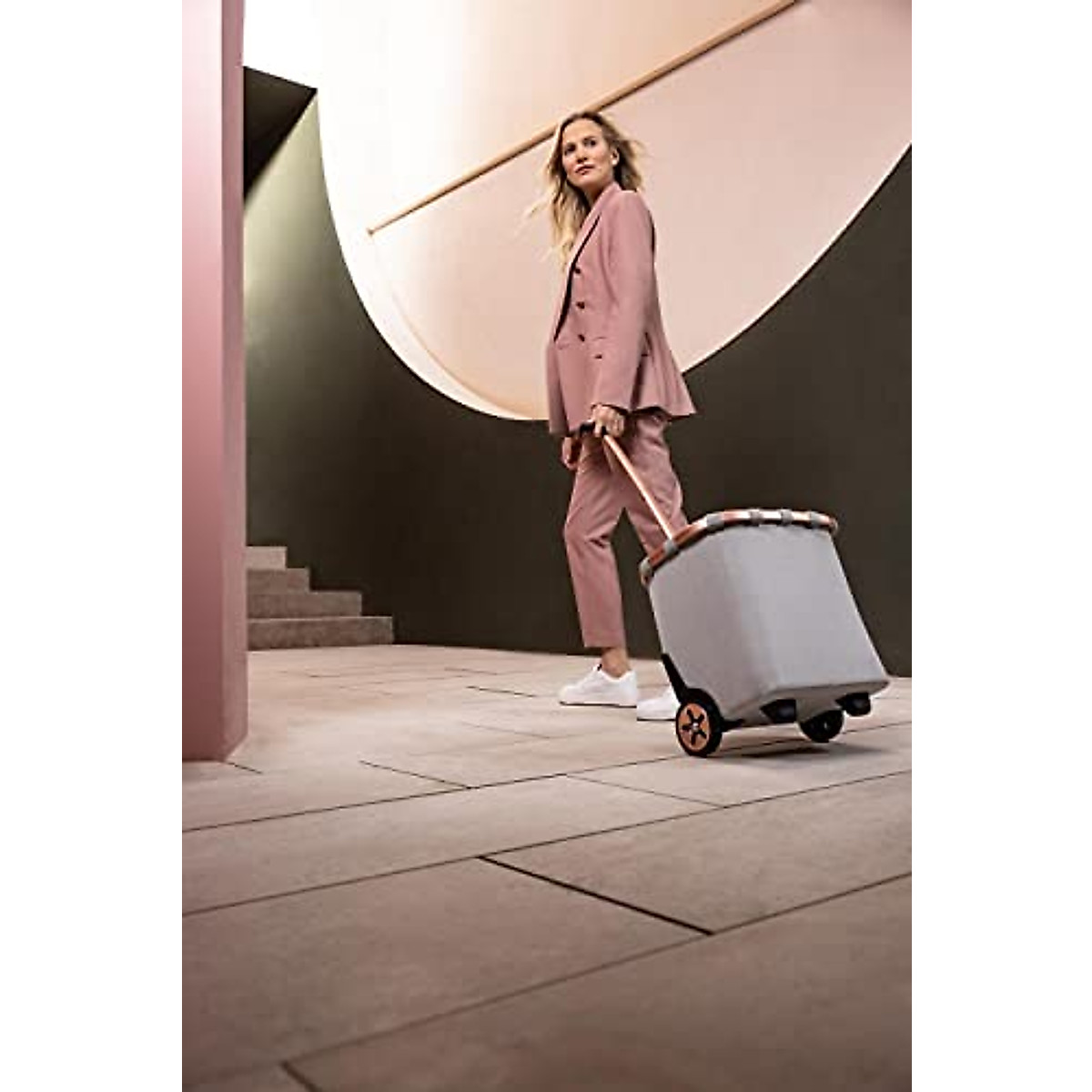 reisenthel carrycruiser - Portable Shopping Trolley with Sturdy Aluminium Frame, Shoulder Strap and Removable Mesh Inner Pocket - Made of Water Resistant Material, Sky Rose, Bohemian
