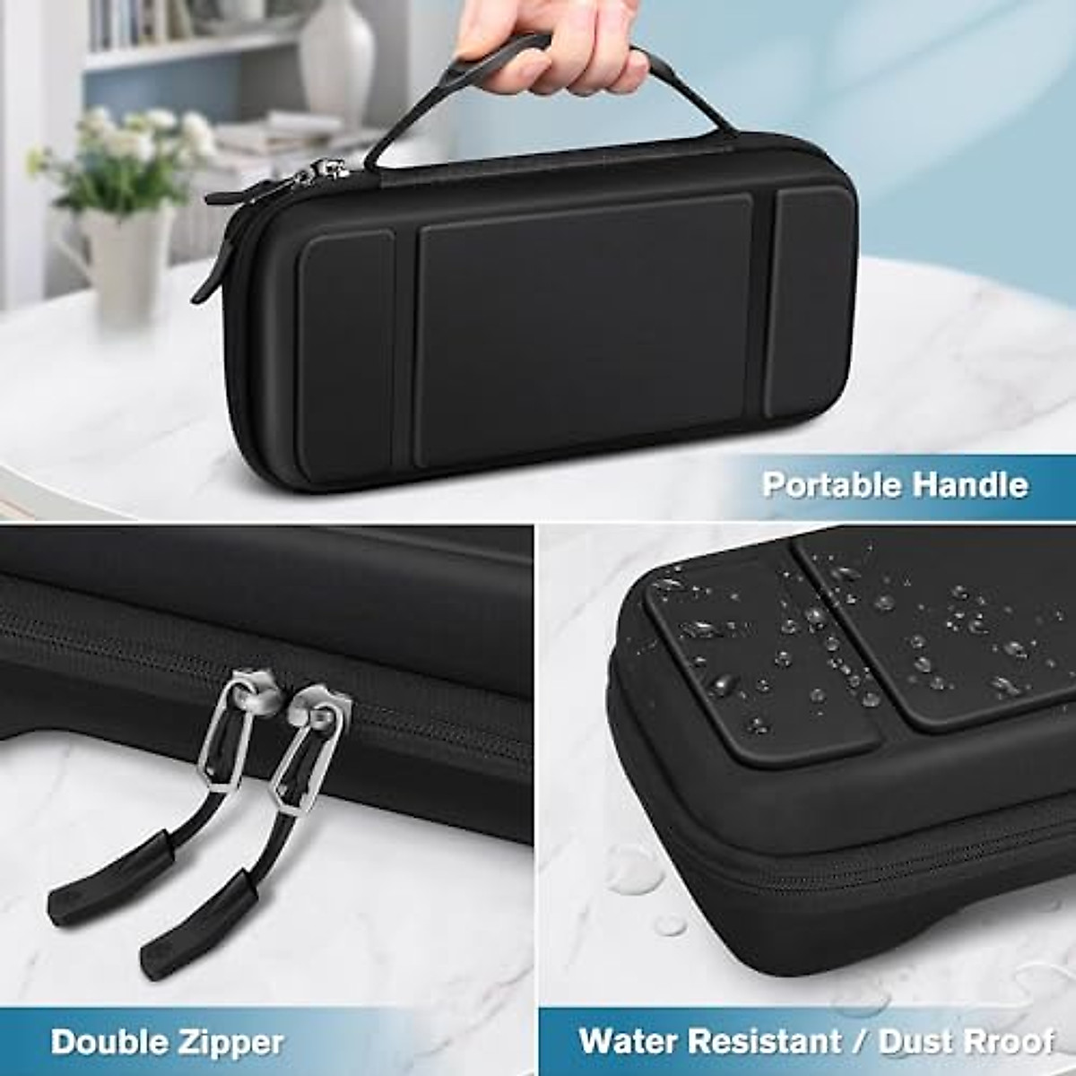 Fintie Case for ASUS ROG Ally X 2024 / ROG Ally 2023, Shockproof Protective Cover Hard Shell with Inner Pocket & 14 Game Card Slots, Black