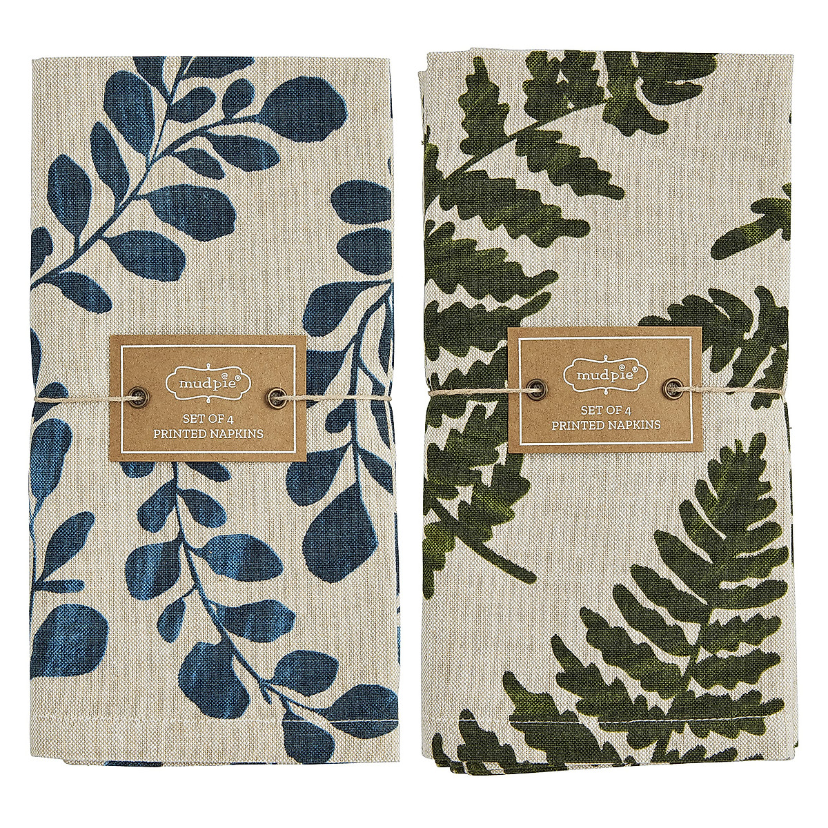 Mud Pie Leaf Napkin Set, Blue, 18" x 18"