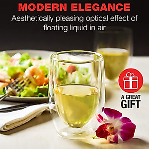 Eparé Stemless Wine Glasses - 13 oz Set of 2 Double-Walled Hand Blown No Stem Wine Glasses - Stemless Red & White Clear Wine Glass Tumblers for Wedding