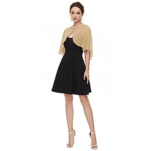 Soft Chiffon Shawls Wraps Shrug for Wedding Evening Dress Cape Cover Up for Women(Dusty gold)