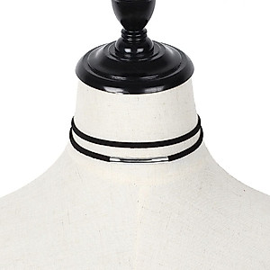 Shegirl Black Collar Necklace Velvet Choker Necklaces Fashion Punk Jewelry for Women (Silver)