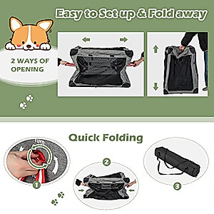 Giantex Folding Dog Soft Crate - Collapsible Pet Carry Case with 3 Mesh Doors, Removable Pad, Metal Frame, Washable Fabric, Portable Dog Kennel for Indoor Outdoor (Medium: 26" L x 18" W x 18" H)