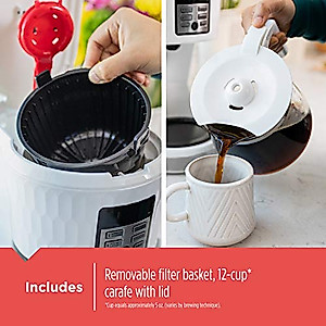 BLACK+DECKER Honeycomb Collection 12-Cup Programmable Coffeemaker, with Premium Textured Finish, White