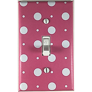 White Pink Polka Dots Single Decorative Single Toggle Light Switch Plate Cover