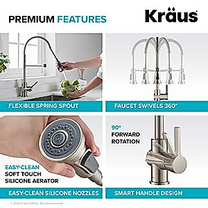 KRAUS Britt Commercial Style Kitchen Faucet and Purita Water Filter Faucet Combo in Spot Free Stainless Steel, KPF-1690-FF-100SFS