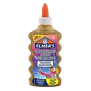 Elmer's PVA Glitter Glue | Gold | 177 mL | Washable & Kid Friendly | Great for Making Slime & Crafting