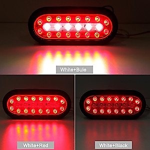 4Pcs 6.4 Inch Oval Led Trailer Tail Lights with Backup Reverse Lights, Oval Red Trailer Stop Turn Tail Lights and White Oval Trailer Backup Lights 22 LED w/Rubber Grommets and 3-Prong Wire Pigtails