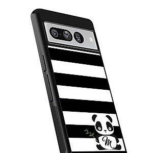 Black White Panda Personalized Black Rubber Phone Case Compatible With Google Pixel 8 Pro, 8a, 8, 7a, 7, Pixel 7 Pro, Pixel 6a, Pixel 6 Pro, 6, 5, 4a 5G, 4a 4G, 4, 4 XL, 3a, 3a XL, 3, 3 XL, 2 XL, 2