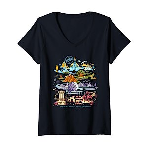 Womens Disney Walt Disney World 50th Anniversary V-Neck T-Shirt