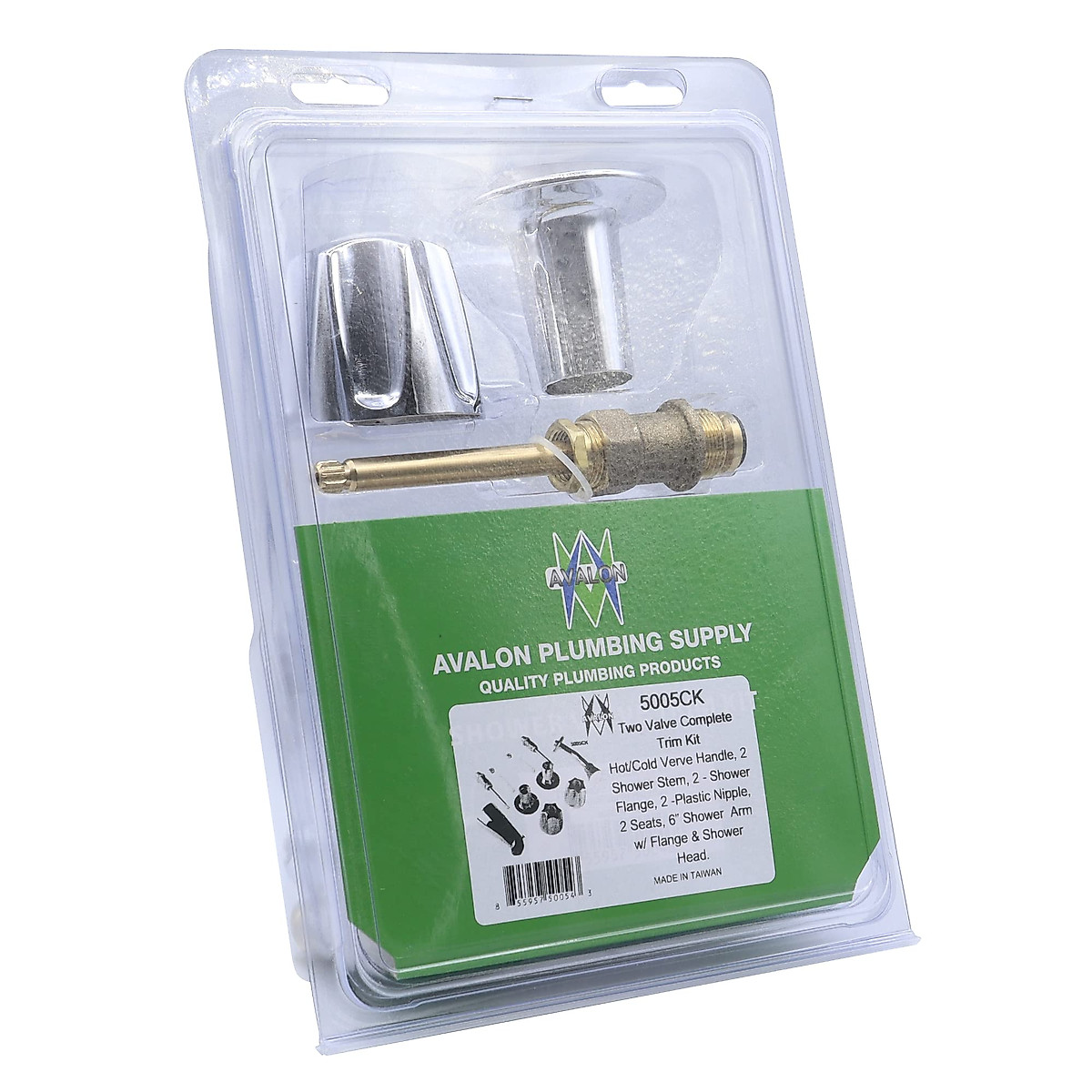 Complete Shower Repair Replacement Kit for Hot and Cold Shower Systems, 2 Hot and Cold Valves, For Remodeling Verve Handles, Easy Installation, Durable Construction, Polished Chrome