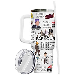 GEPOSTORE Office Tumbler 40oz Stainless Steel Tumbler with Handle, Funny Coffee Travel Cup, Birthday Gifts for Movie Lover