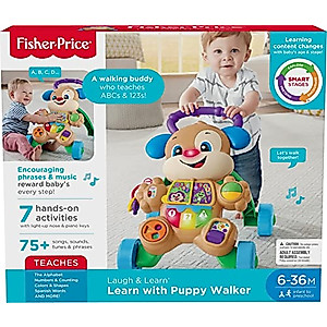 Fisher-Price Laugh & Learn Baby & Toddler Toy Smart Stages Learn With Puppy Walker, Educational Music Lights And Activities