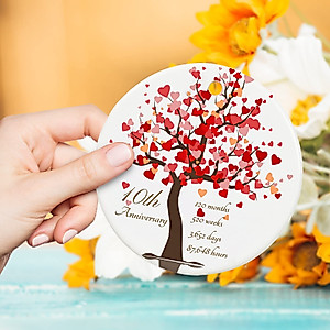 10th Anniversary Ornament, Gifts for 10th Wedding Anniversary, 10 Year Anniversary Valentines Gifts for Couples,Her,Him, 2.9" Ceramic 10 Year Anniversary Christmas Ornaments 2024
