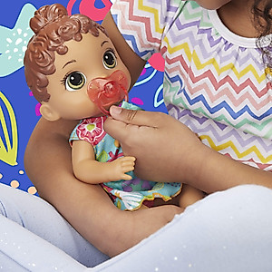 Baby Alive Baby Lil Sounds: Interactive Brown Hair Baby Doll for Girls & Boys Ages 3 & Up, Makes 10 Sound Effects, Including Giggles, Cries, Baby Doll with Pacifier