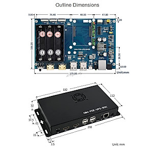 Mini-Computer PoE UPS Uninterruptible Power Supply Base Board Designed for Raspberry Pi Compute Module 4 with Gigabit Ethernet Dual HDMI Quad USB2.0 @XYGStudy (CM4-POE-UPS-BOX)