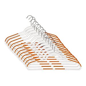 Ultra Slim Plastic Clothes Hangers with Rubberized Non-Slip Grip Accents – 12 Pack