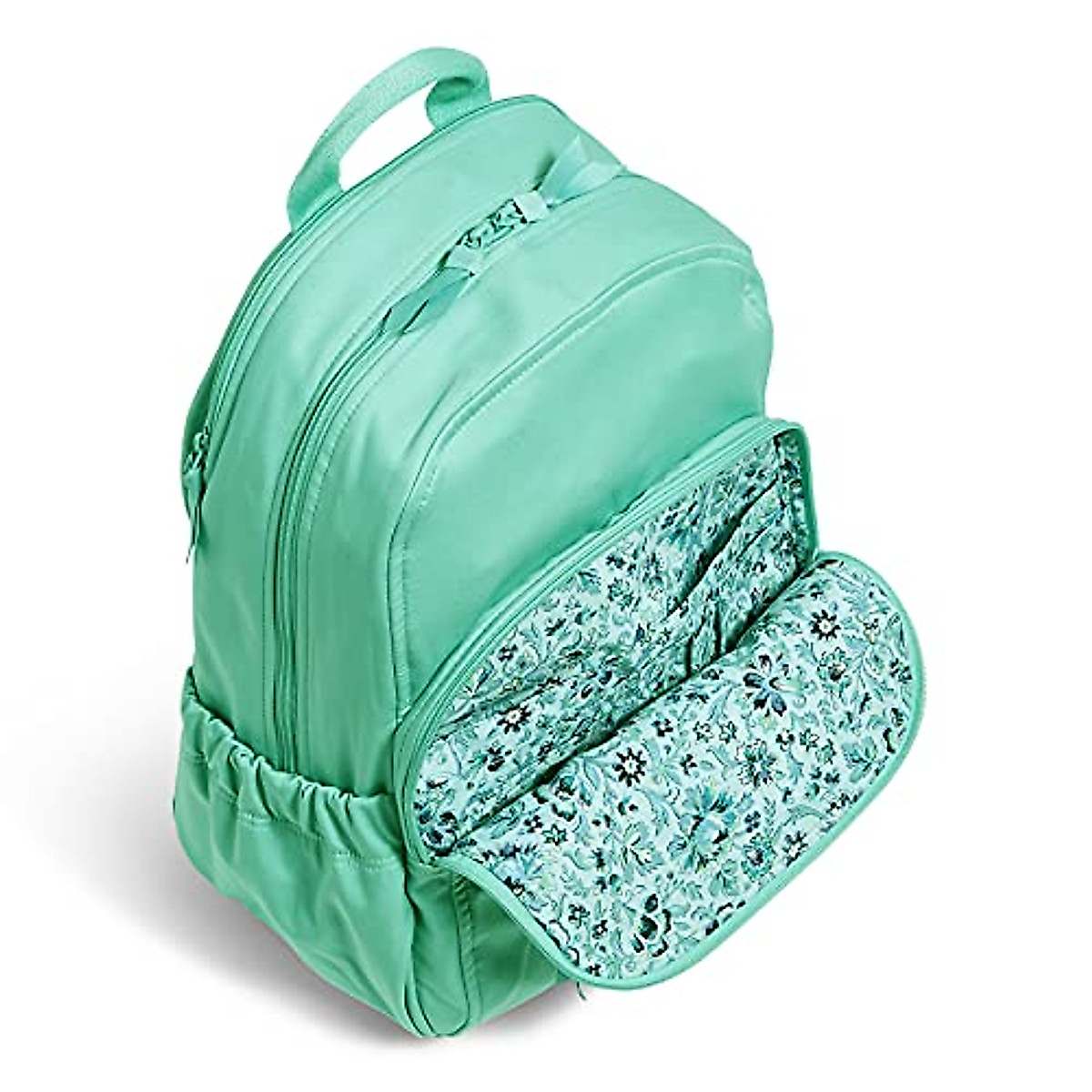 Vera Bradley Women's Cotton Campus Backpack, Turquoise Sky - Recycled Cotton, One Size