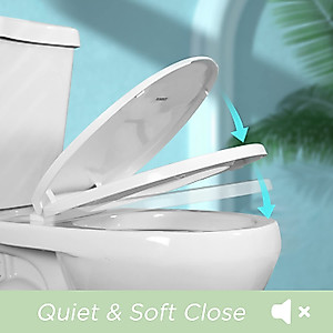 Toilet seat Round, Slow Close, Never Loosen and Easily Remove, Plastic, White