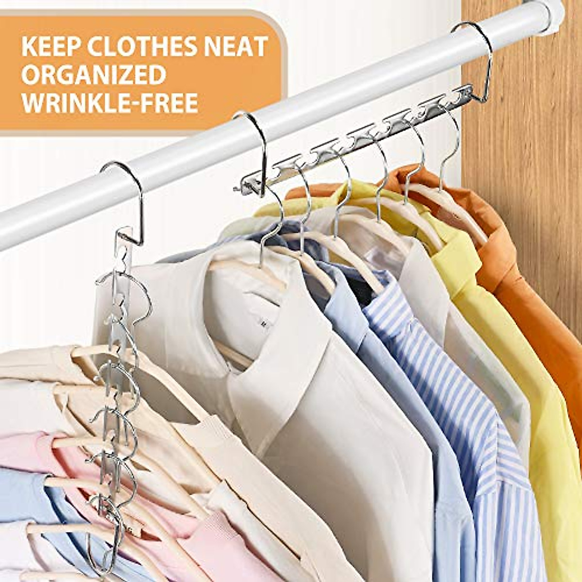XFKITCHEN Metal Magic Hangers Space Saving Clothes Hangers Closet Space Saver Clothing Hanger Oragnizer for Wardrobe Space,Wrinkle-Free Clothes（Pack of 4）