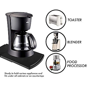 Ihomepark Sliding Coffee Maker Tray 12", Pull out Caddy Tray with Smooth Rolling Wheels, Under Carbinet Small Countertop Appliance Holder for Blender Toaster