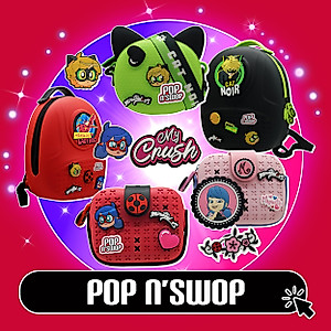 Miraculous Ladybug Pop n' Swop Red Mini Handbag, Customizable Bag 4 Clip-on Badges, Accessory Bag, Lightweight Durable Waterproof Handbag - Gift for Girls and Kids (Ladybug)