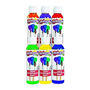 Colorations - LWPACK Liquid Watercolor Paint, 4 fl oz, Set of 6, Non-Toxic, Painting, Kids, Craft, Hobby, Fun, Water Color, Posters, Cool Effects, Versatile, Gift
