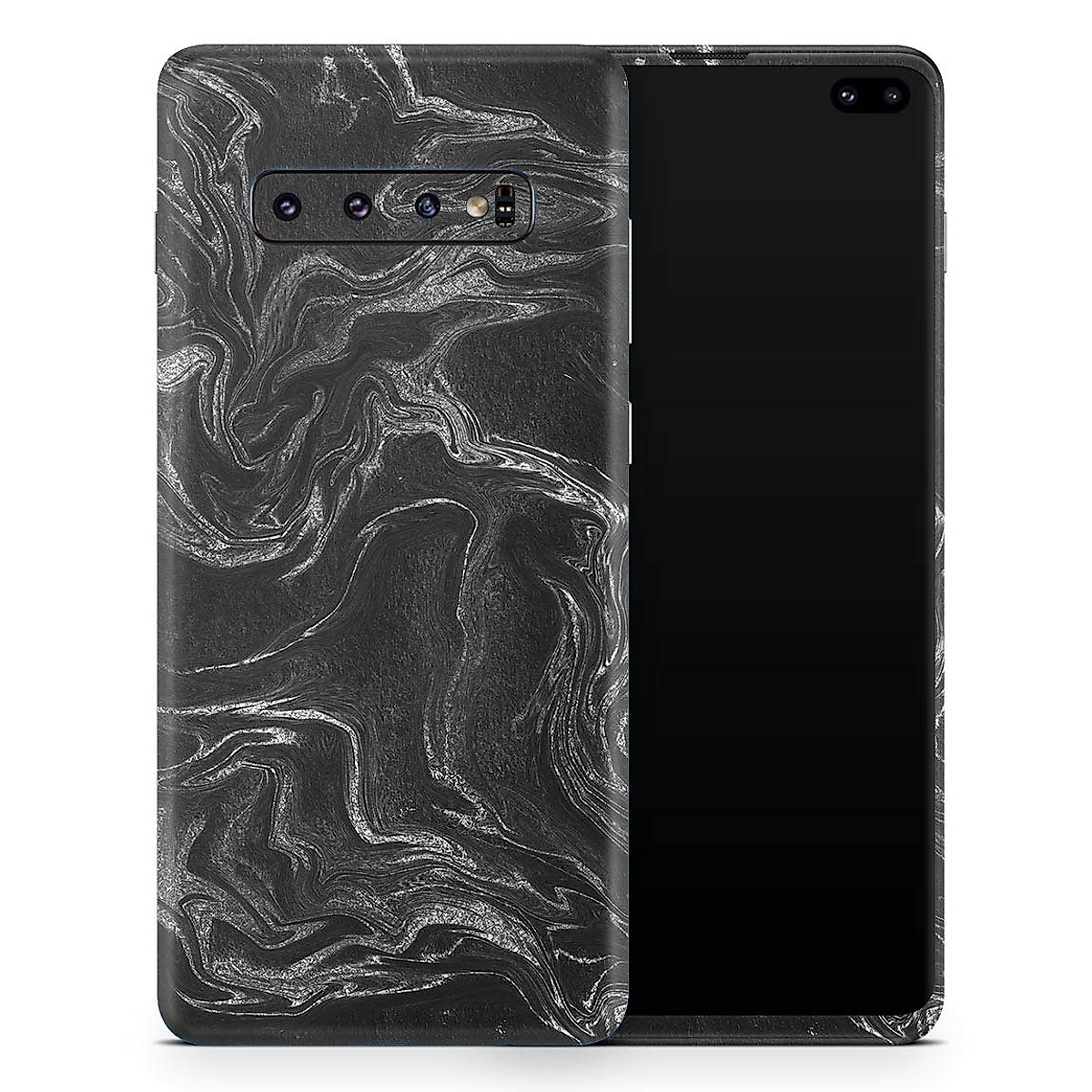 DesignSkinz Black & Silver Marble Swirl V4 Protective Vinyl Decal Wrap Skin Cover Compatible with The Samsung Galaxy S20 (Screen Trim & Back Glass Skin)