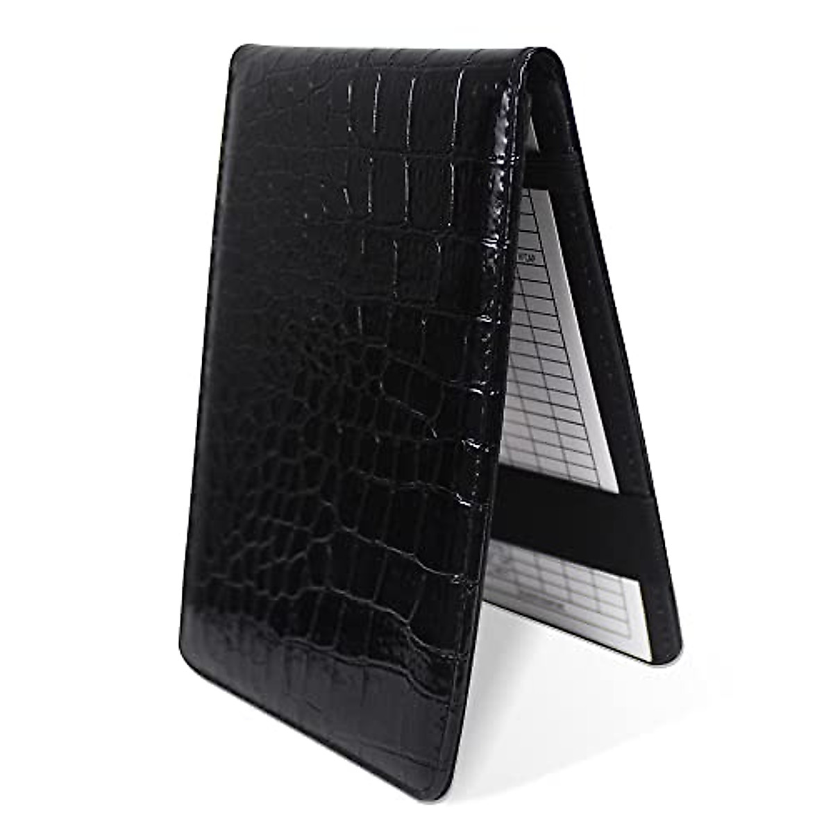 Scott Edward Golf Scorecard Cover Leather Scorecard Holder Statistic and Score Tracking Waterproof Soft Thick (Black Texture)