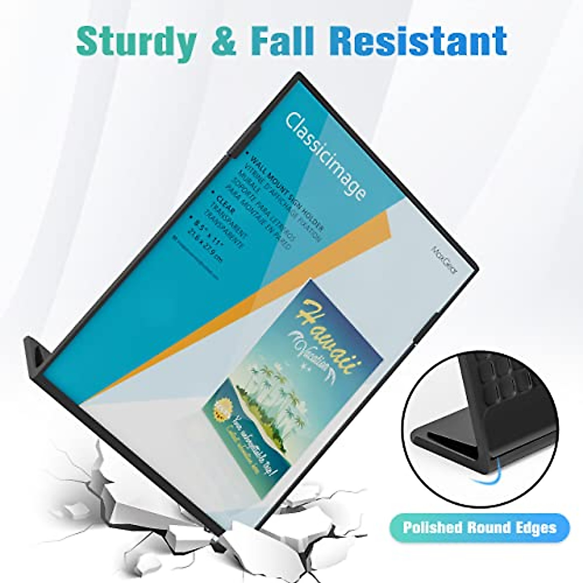 MaxGear Acrylic Sign Holder 8.5 X 11 inches 12 Pack, Upgraded Slant Back Sign Holders Plastic Paper Holder Table Display Stand, Fall Resistant Acrylic Sign Frames for Office, Store, Restaurant, Black