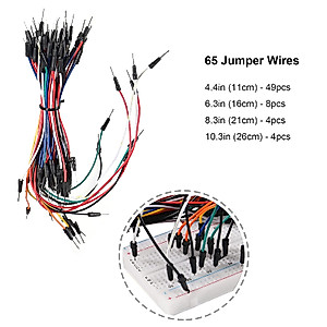 AITIAO Breadboard Kit with 1Pcs 830 & 400 Tie-Points Breadboard 65Pcs Breadboard Jumper Wires 3Pcs Power Supply Module MB 102(5V/3V) 3Pcs I Type Battery Clip