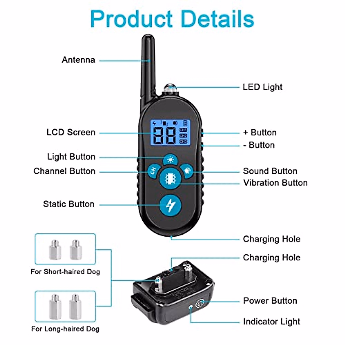 Dog Shock Collar with Remote for Large Medium Small Dogs, DiroPet Training Collar for Dogs with Beep/Vibration/Shock Modes, Adjustable Collar, 1000ft Remote Range, Rechargeable, IPX7 Waterproof