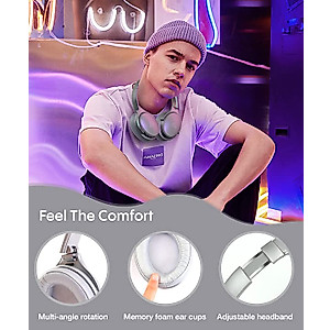 INFURTURE Active Noise Cancelling Headphones, H1 Wireless Over Ear Bluetooth Headphones, Deep Bass Headset, Low Latency, Memory Foam Ear Cups,40H Playtime (Silver)