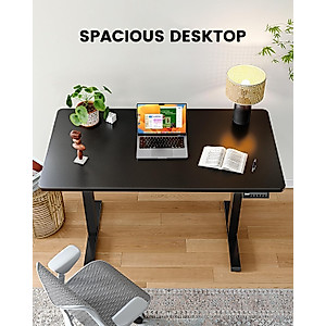 ErGear Whole Piece Standing Desk with 48x30 inch Desktop, Adjustable Stand Up Desk for Home Office, Electric Computer Desk Workstation with Cable Management Tray, Black, EGESD65B