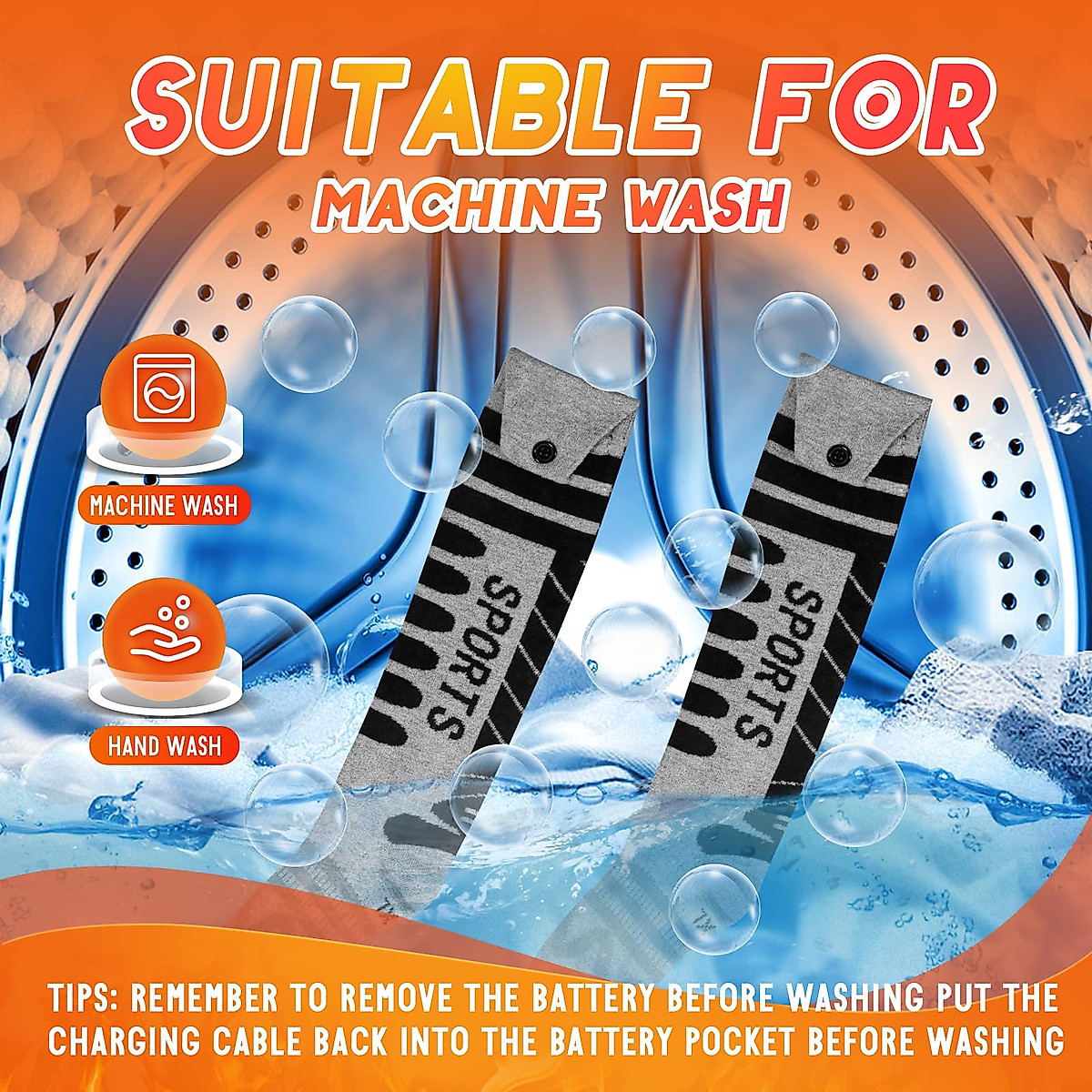 Heated Socks, Electric Heated Socks for Women Men, 4 Heat Settings Rechargeable Heating Socks with 360° Heating, Machine Washable Thermal Electric Socks Unisex Foot Warmer for Hunting Skiing Camping