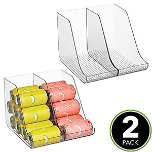 mDesign Plastic Beverage Storage Can/Bottle Dispenser for Kitchen, Fridge, Freezer, Pantry, Organizer for Soda, Pop, Drinks, Beer, Water Bottles; Holder for 24-26 Cans, Ligne Collection, 2 Pack, Clear