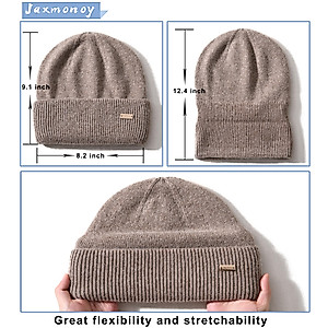 jaxmonoy Knit Beanies Winter Hats for Women and Men Soft Warm Double Layer Ladies Skull Knitted Beanie Caps - Brown