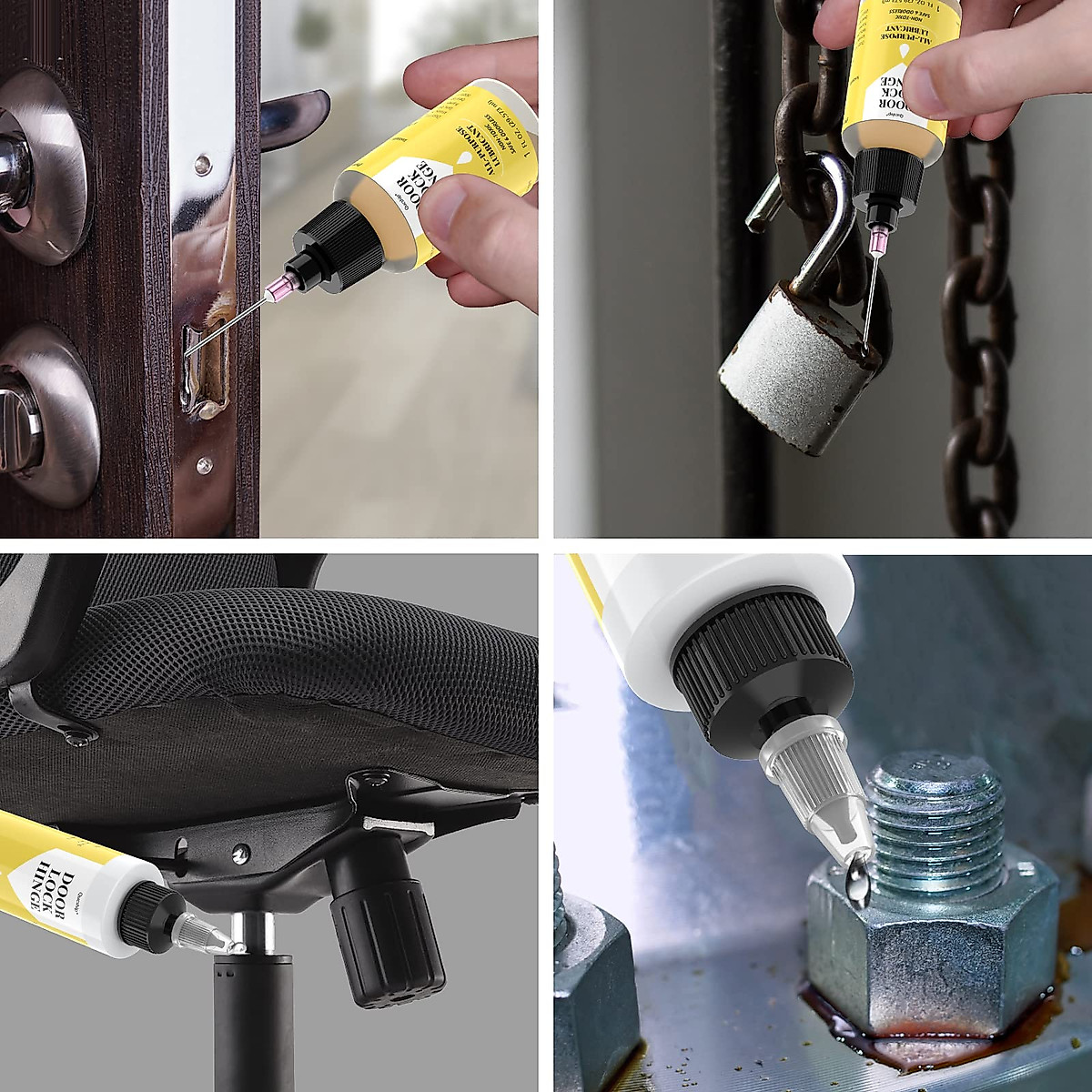 Door Hinge Lubricant kit | 4 oz + 1 oz Needle Combo, Long-Lasting Lock Lubricant, Upgraded Squeaky Door Hinge Lubricant for Door, Hinge, Lock, Tools, Bicycles - by Qucship