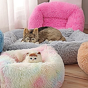 LQUOXH Square Dog Beds Long Plush Pet Beds Cat Mat for Little Medium Large Pets Super Soft Winter Warm Sleeping Mats (Color : LightGrey, Size : Small)