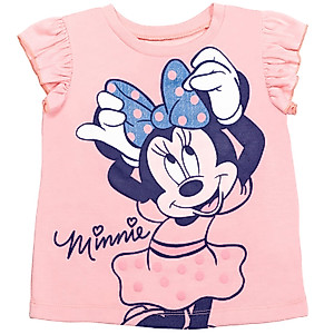 Disney Minnie Mouse Little Girls Graphic T-Shirt and Shorts Outfit Set Light Pink/Light Blue 6