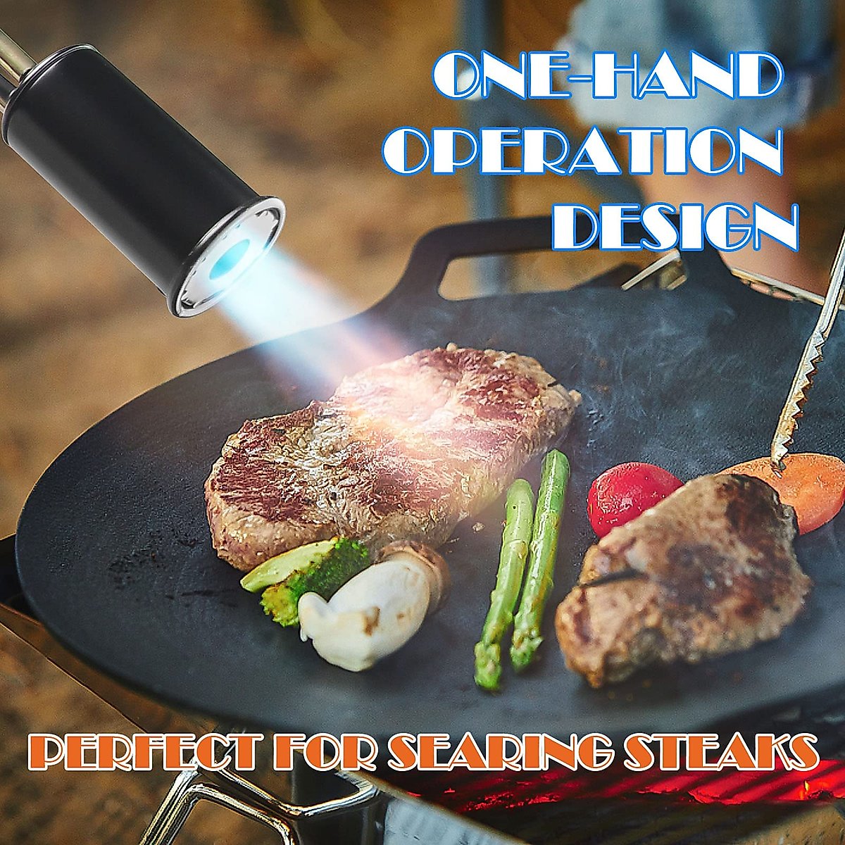 POWERFUL Cooking Torch Kitchen Blow Torch, Creme Brulee Torch - Sous Vide - Propane Torch - Charcoal Torch Lighter - Culinary Torch for BBQ Searing Steak, Creme Brulee (Tank Not Included)