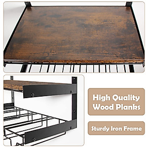 B4Life Wine Rack Wall Mounted with Stemware Rack, Wine Glass Rack Wall Mounted,Holds 8 x Glasses and 7 x Wine Bottles, Industrial Wine Glass Rack Wall Wine Rack with Wine Glass Holder