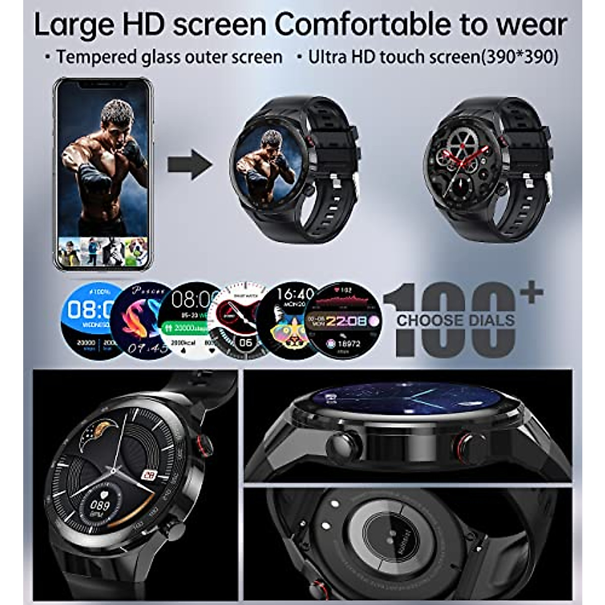 suinsist Smart Watch for Men, AK26 Pro smartwatch for Android and iOS Phones (Dail/Receive Calls, Music Player), Fitness Tracker with Sleep/HR Monitor, IPS HD Full-View Screen, IP67 Waterproof