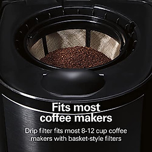 Hamilton Beach 2-Way Brewer Coffee Maker, Single-Serve and 12-Cup Pot, White (49933) & Permanent Gold Tone Filter, Fits Most 8 to 12-Cup Coffee Makers (/80675 )