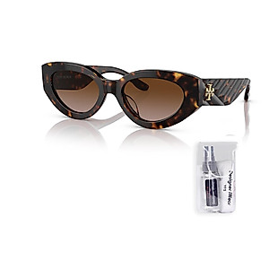 Tory Burch TY7178U 172813 51MM Dark Tortoise/Brown Gradient Cateye Sunglasses for Women + BUNDLE With Designer iWear Complimentary Eyewear Kit