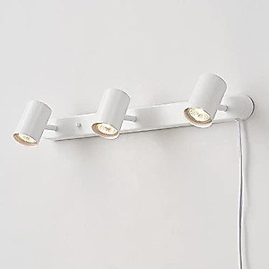 Globe Electric 60024 3-Light Plug-in Track Lighting, Matte White, 15 Foot Cord, in-Line On/Off Rocker Switch, Track Ceiling Light, Track Lighting Kit, Ceiling Light Fixture, Home Improvement